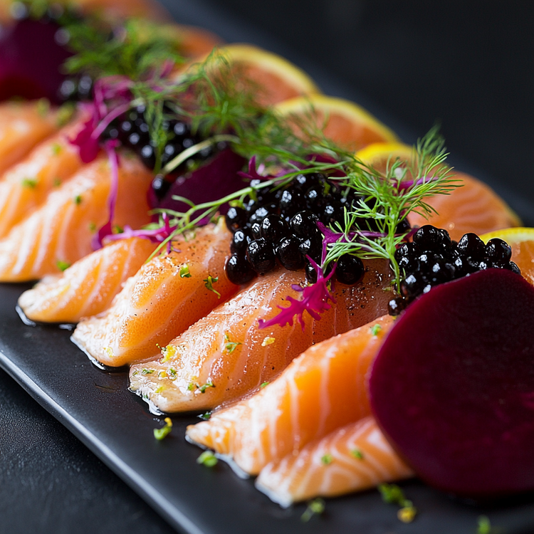 Citrus-Cured Salmon with Baby Beetroot and Caviar Recipe – Getfish Seafood